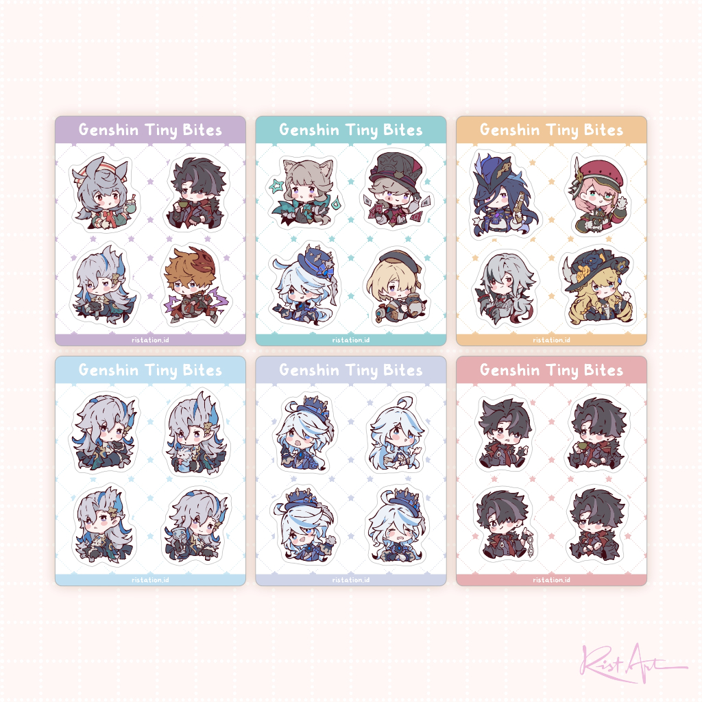 Cute Genshin Impact Mini Sticker Sheet - Laptop Sticker - Tiny Bites ...