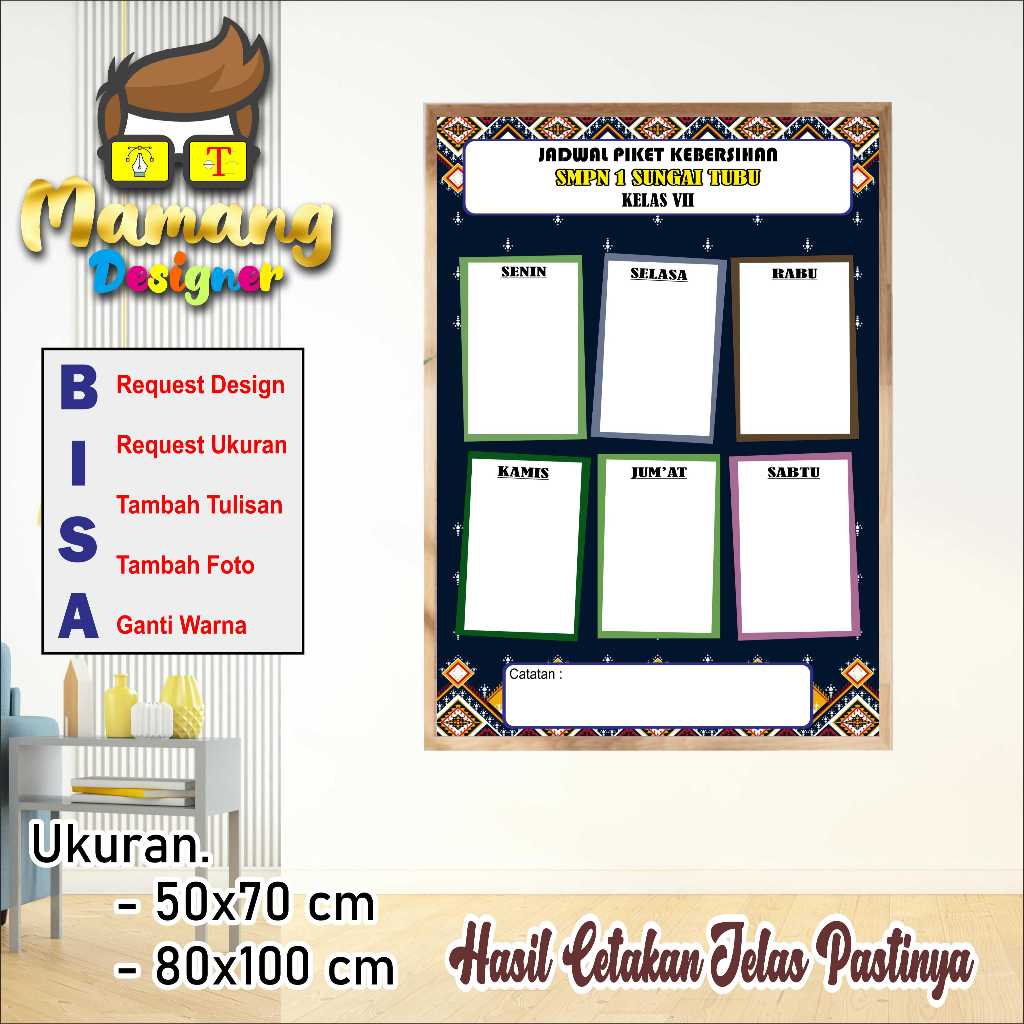 MMT Banner Class Cleaning Picket Schedule with Batik Design bb | Shopee ...