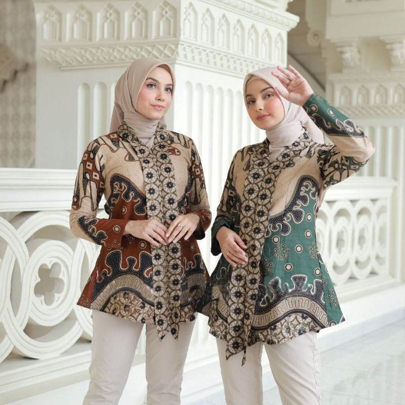 Modern Couple Batik Shirts, Women's Office Work Batik Blouses, Women's ...