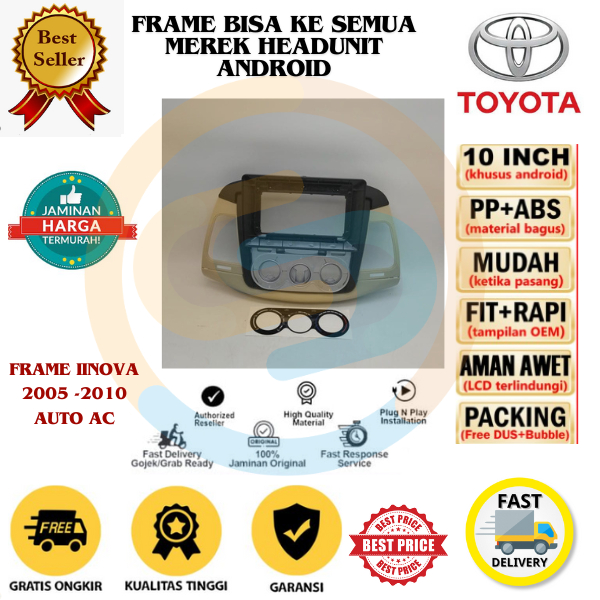 10 inch Android head unit Frame For Toyota Innova 2005 - 2010 | Shopee ...