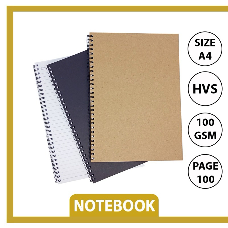 Notebook A4/JOURNAL/BOOK/NOTEPAD/HVS 80 GSM/ GRID/2 DOTTED BOX/TITIK2 BLANK/POLOS | Shopee ...