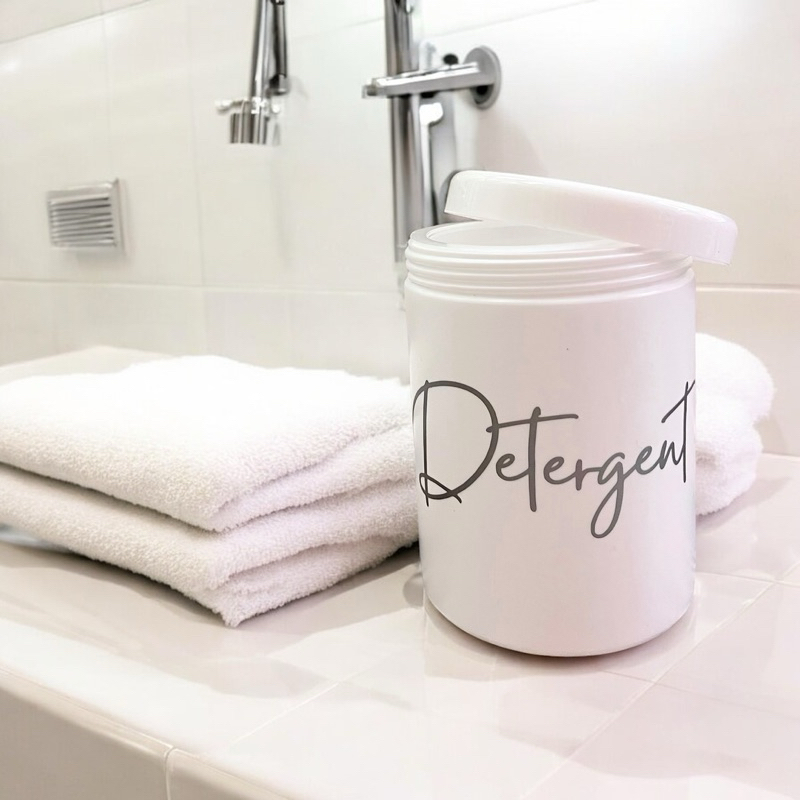 Silver Round POWDER DETERGENT Holder 650GR aesthetic laundry room ...