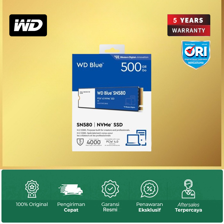 Wd SSD Blue SN580 500GB - Internal SSD M.2 NVMe PCIe Gen 4 | Shopee ...