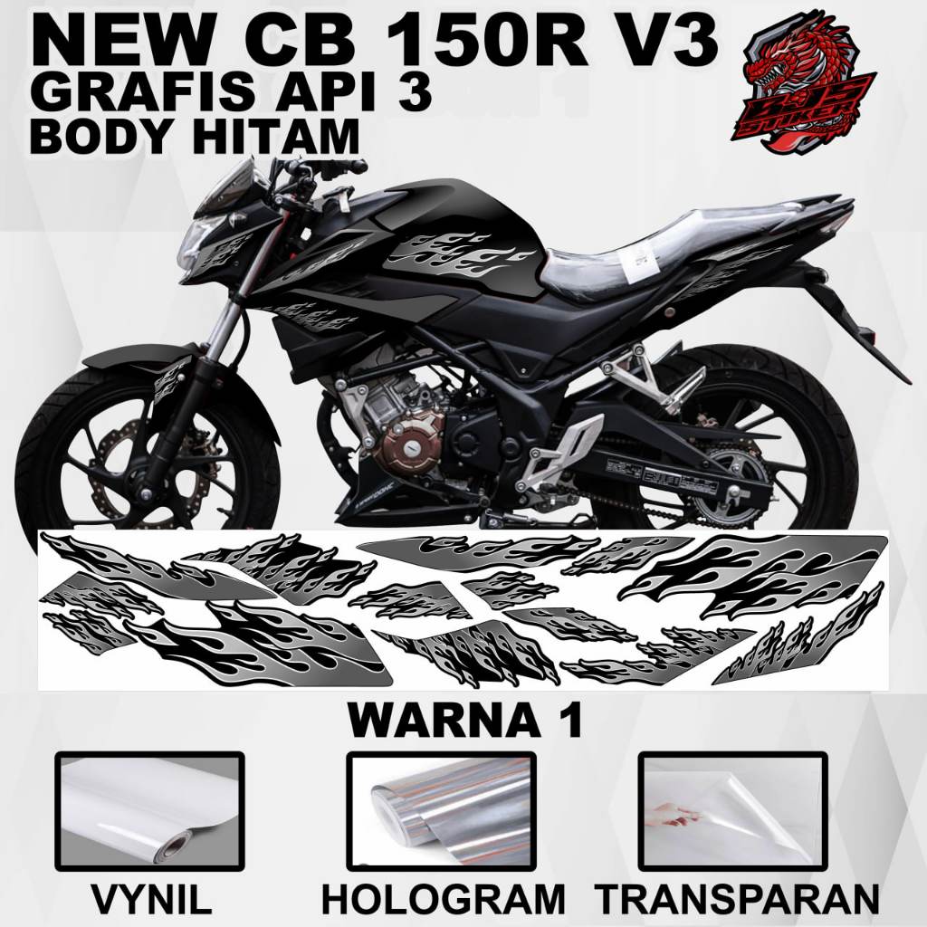HITAM Sticker Striping CB 150 r v3 New CB150r v3 api3 dark body (black ...