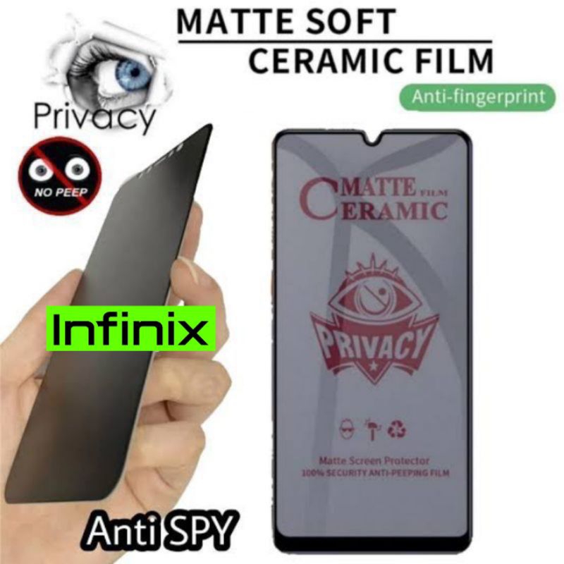 INFINIX ANTI SPY CERAMIC MATTE PRIVACY/ SPY GLARE FOR INFINIX HOT 8 HOT ...