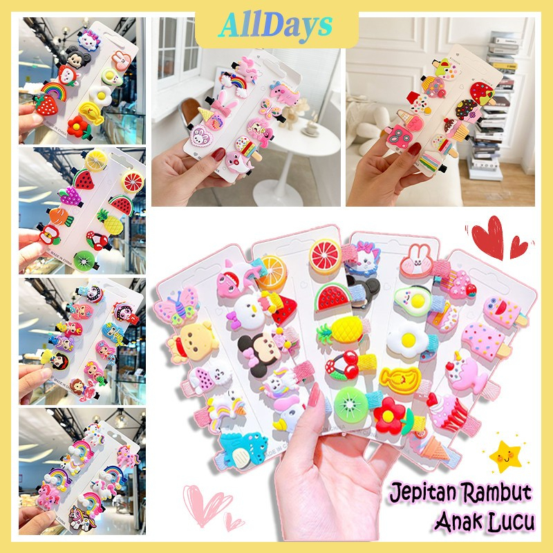 10 in 1 Cute Girls Hair Clips Korean Style Kids Unicorn Ice Cream Hair ...
