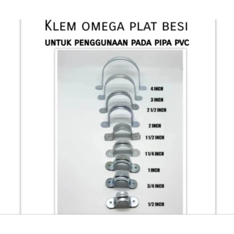 Omega Iron Plate Clamps for PVC Pipes 1/2inch 3/4inch 1inch 1 1/4inch 1 ...