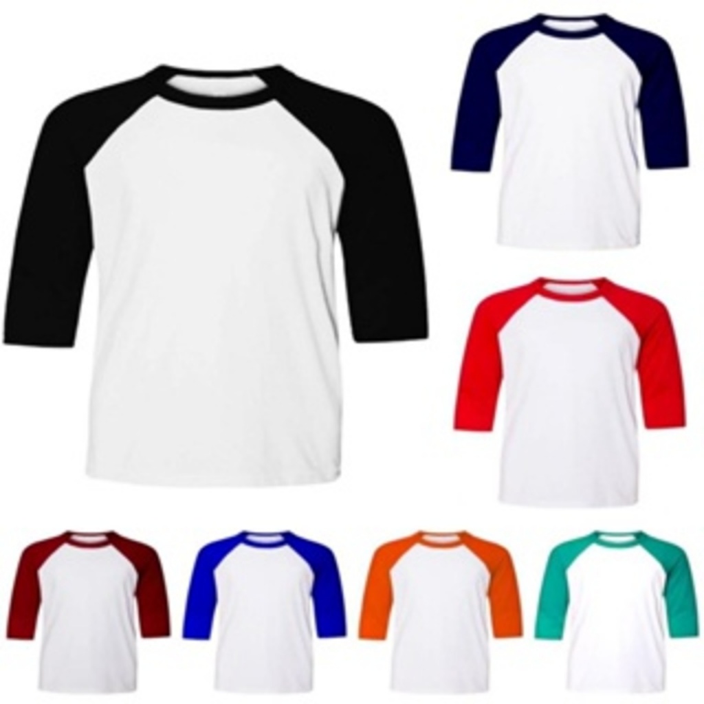 PUTIH Ds Plain white raglan uniform t-shirt with 3 4 color sleeves ...