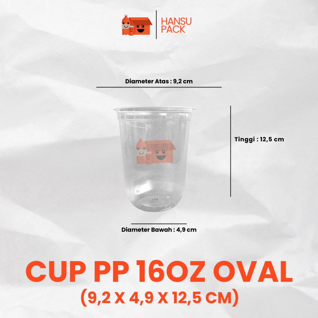 Oval PP Plastic Cups 14oz 16oz BSM Brand U Cups Contains 50 pcs ...