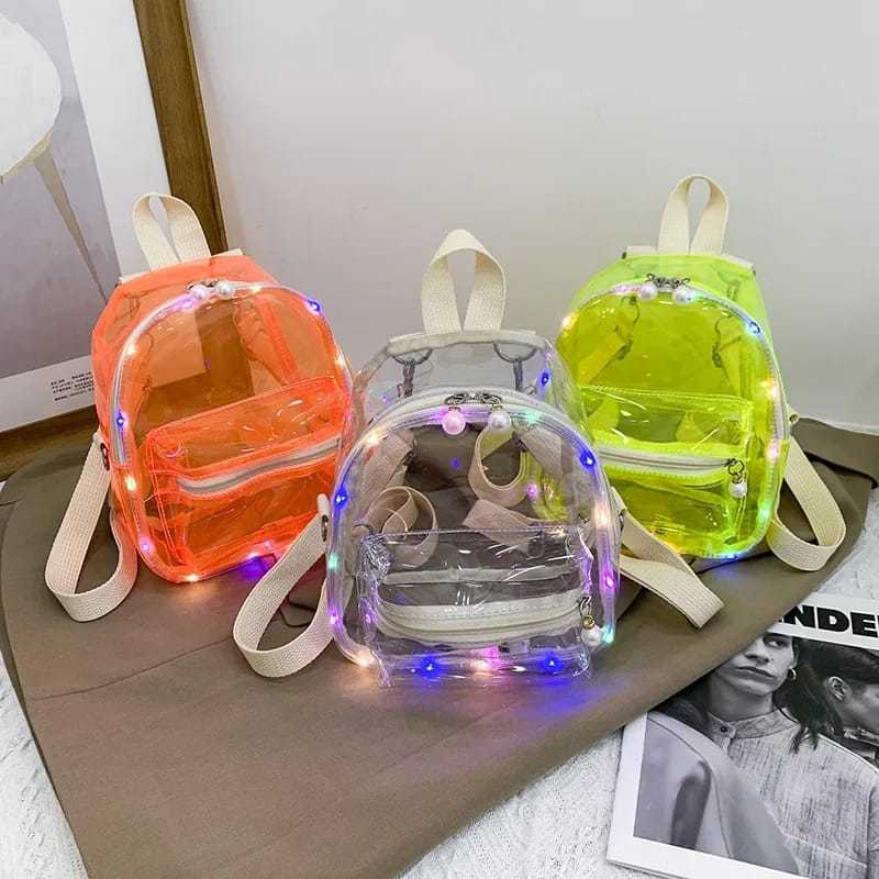 Girls' SCHOOL BACKPACK - MIKA TRANSPARANT LED LIGHTS TRENDY 2024 ...