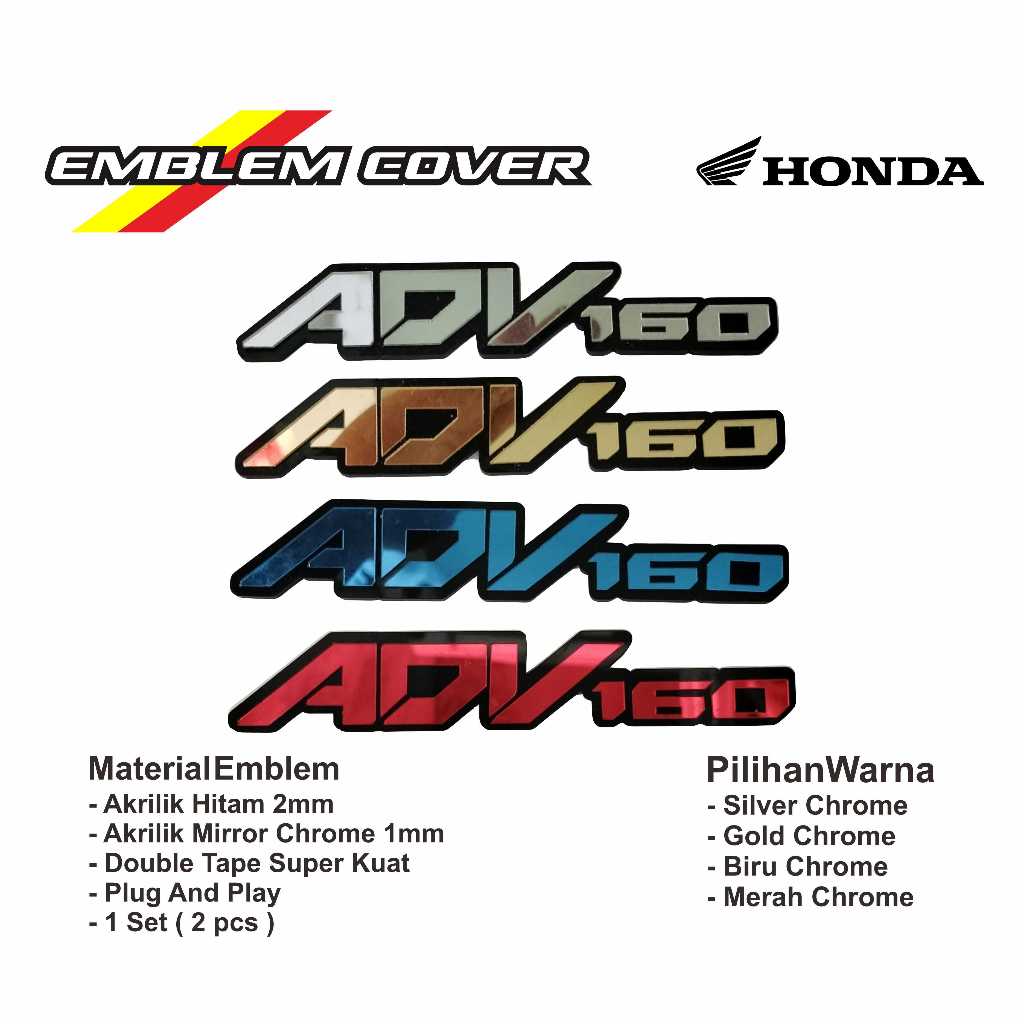 Honda adv 160 3d emblem, a pair of 3d adv acrylic stickers, honda adv ...