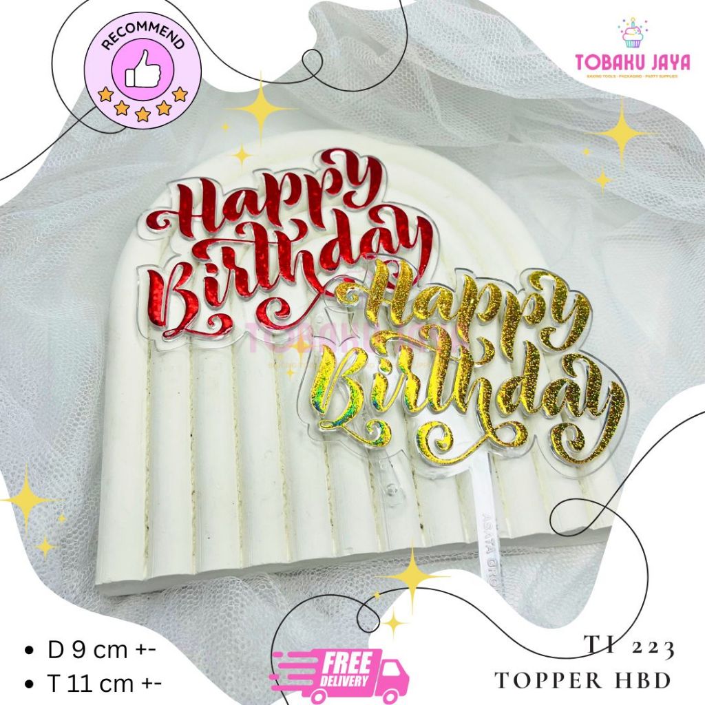 Transparent Happy Birthday Cake Topper / Transparent HBD Skewer Topper ...