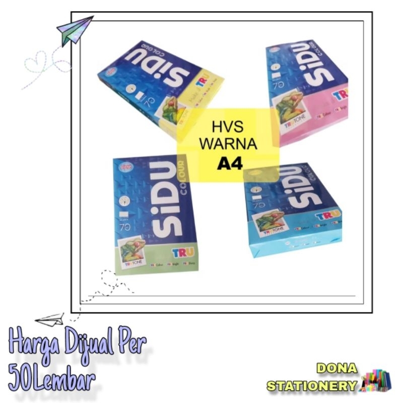 Hvs Sidu A4 Color Paper Per 50 Sheets/Color HVS Paper/A4 HVS Paper/A4 ...
