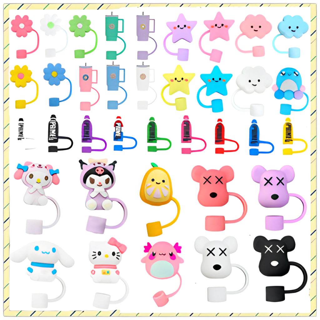 Cartoon Disney and Sanrio 10mm Straw Covers Cap Compatible with Stanley ...