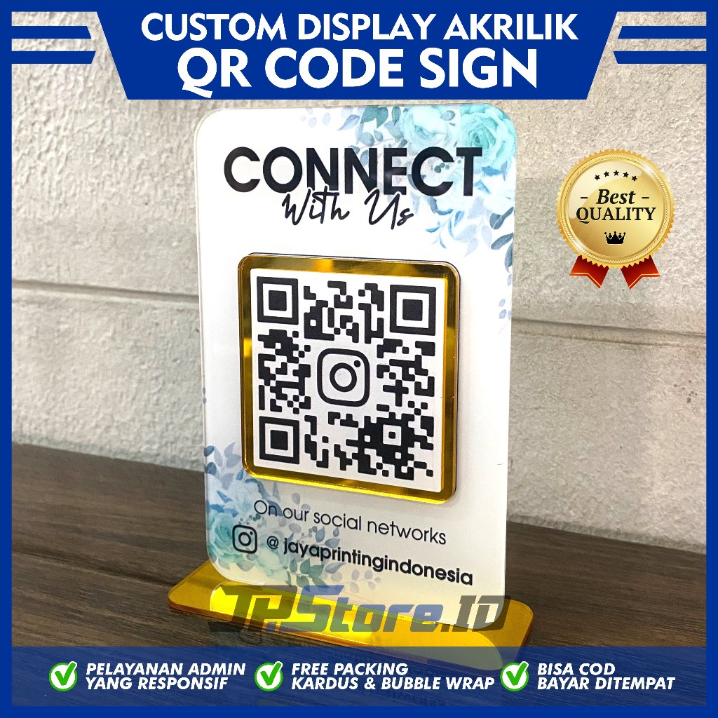 Multi QR Code Social Media Sign Acrylic Mirror - QR Code Sign Acrylic ...