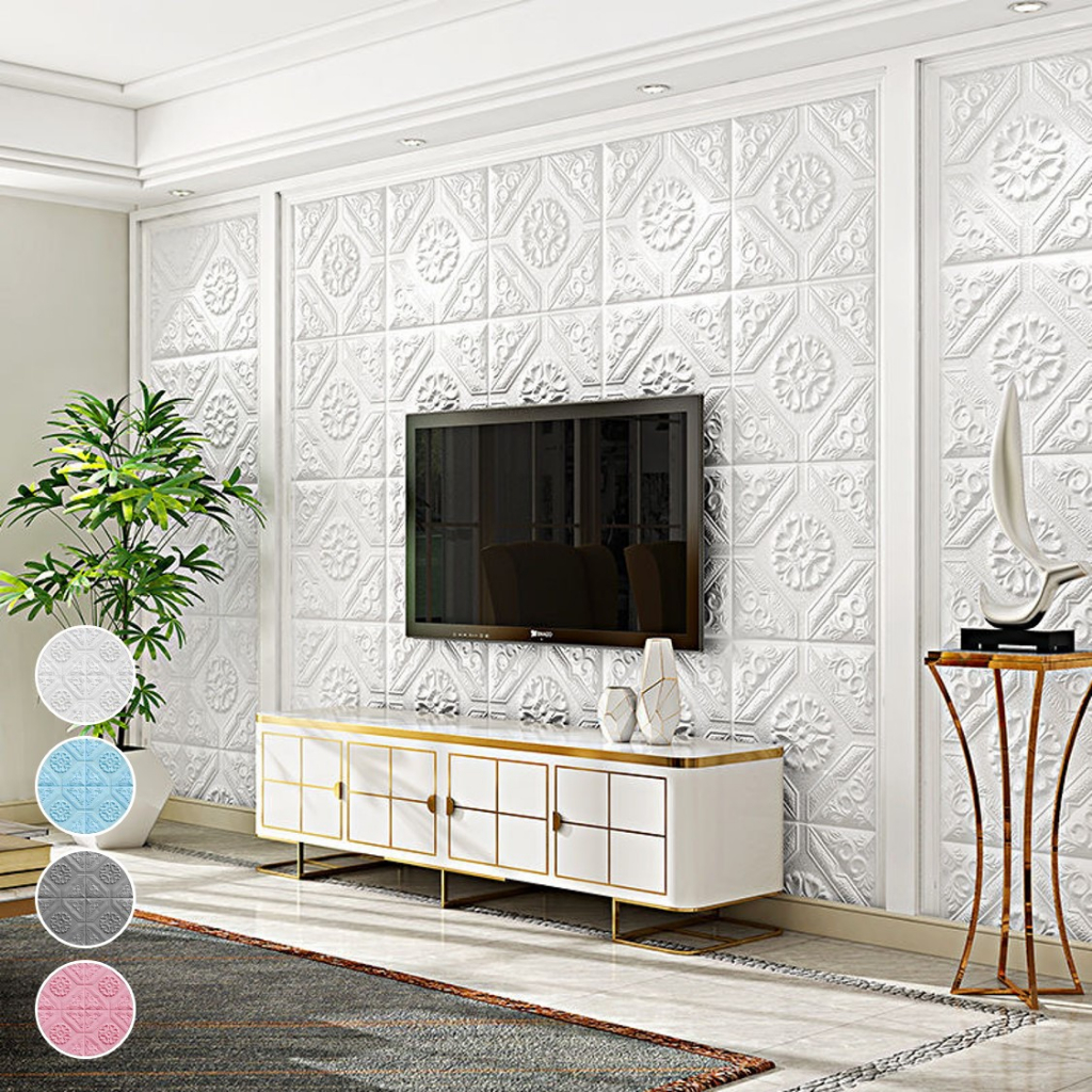 HL0536 3D Foam Wallpaper 3D Foam Batik Flower Motif Wall Wallpaper ...