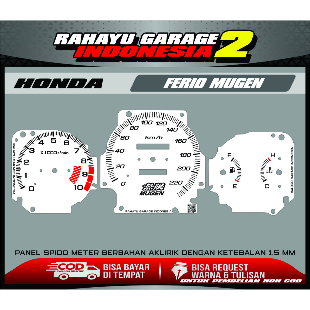 REPLIKA MUGEN HONDA CIVIC FERIO SPEEDOMETER PANEL REPLICA FERIO SIR ...