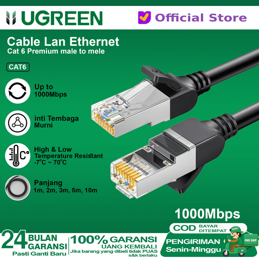 Ugreen LAN Cable Ethernet CAT 6 UTP 1000Mbps 1M 2M 5M 10M - CAT 6 ...