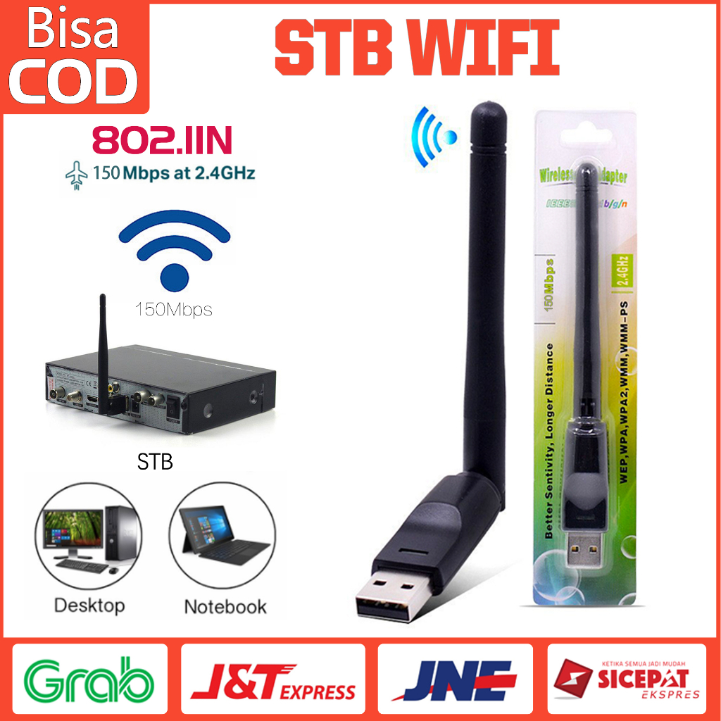 Usb Wifi Adapter 150 Mbps + ANTENNA Wireless Portable 2.0 mt7601 Laptop ...