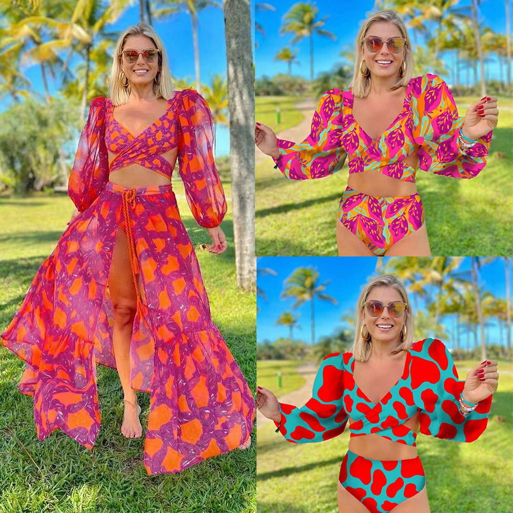 SAF - BELINDA flower bikini set 3 pcs woman premium / bikini crop top ...