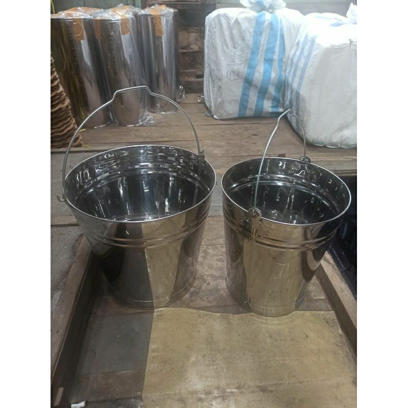 Large Thick Stainless Bucket Capacity 5 15 20 25 30 Liters | Shopee ...