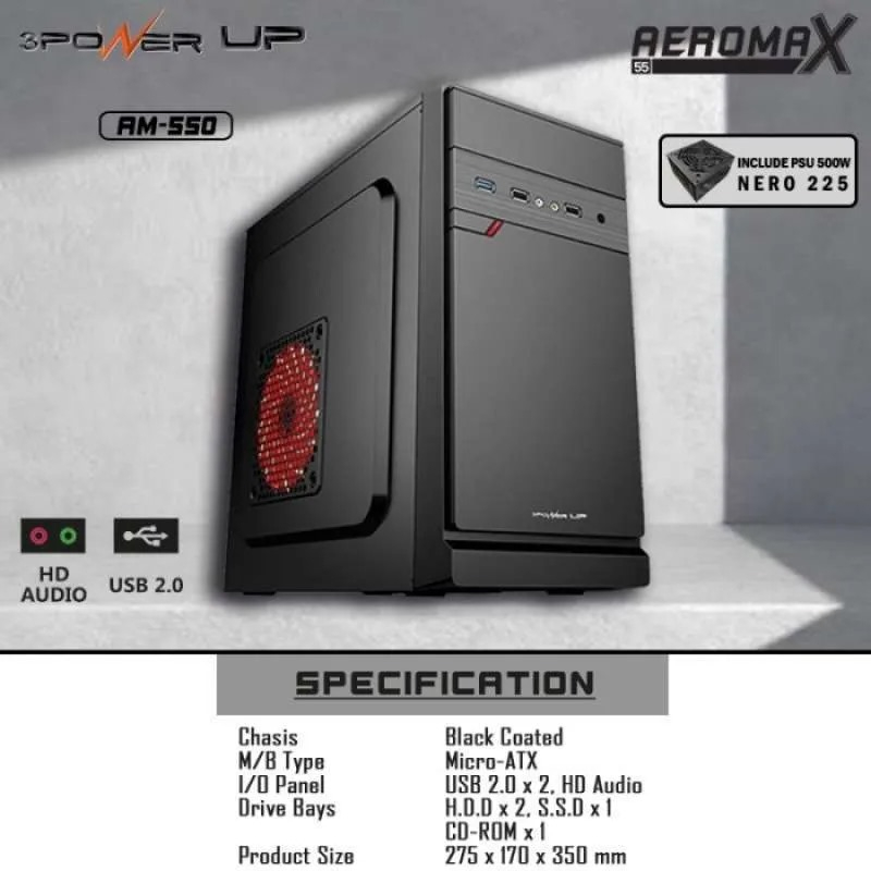 Aeromax M 550 POWER UP PC CASING STANDARD CASING INCLUDE PSU 500W ...
