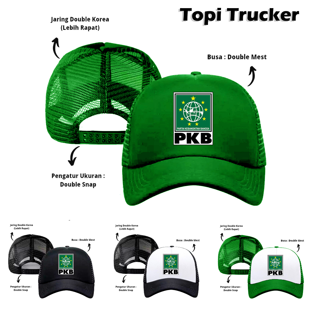 PKB Party Screen Printed Trucker Net Hat Can Order Cak Imin Gus Imin ...