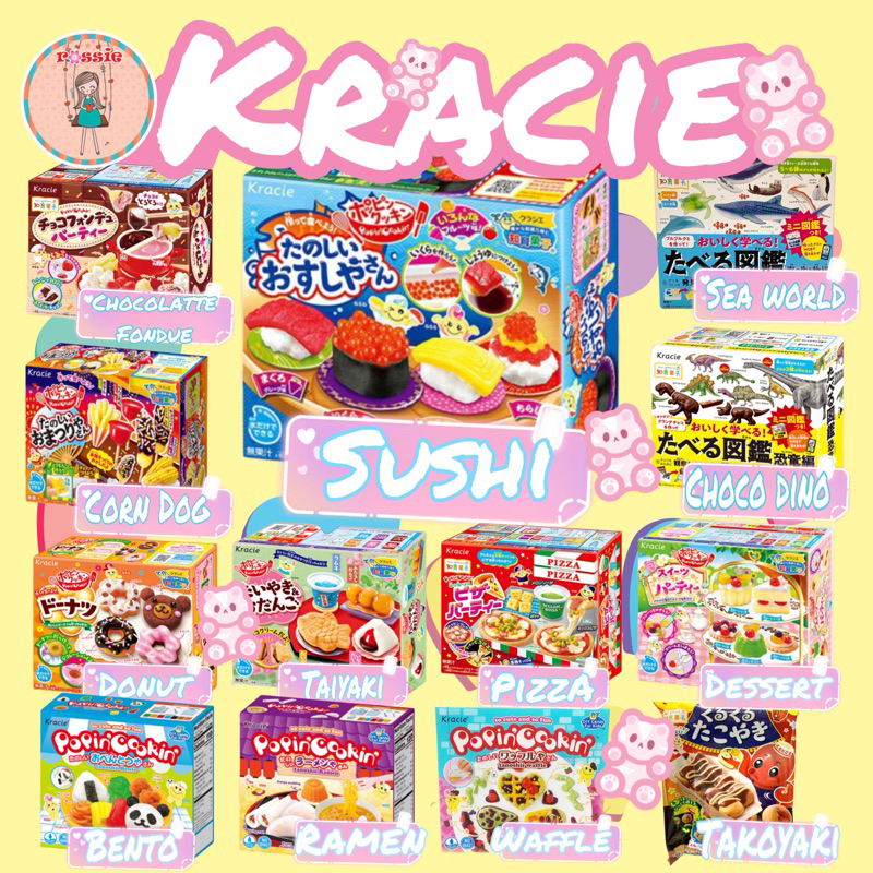 Kracie Poppin' Cookin' Sushi Donut Pizza/Taiyaki/Kracie Popin Donut Sushi Ice Cream Burger Sweet ...