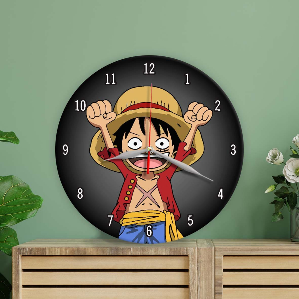 KAYU Wooden WALL CLOCK MDF ANIME ONEPIECE 007 - SMILE LOGO ONE PIECE ...