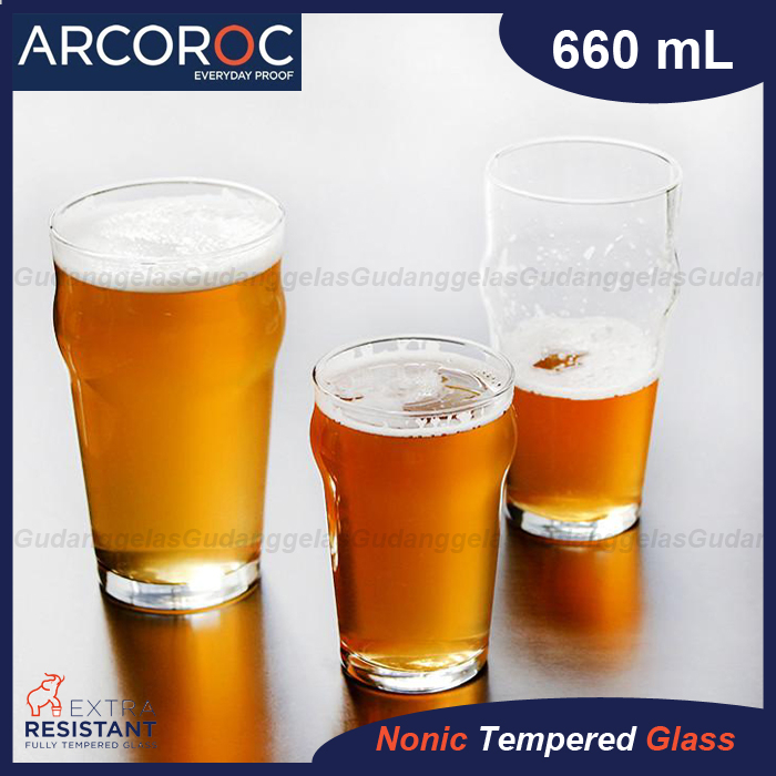 Arcoroc Nonic Beer Glass 660ml/ Pint Glass Beer Glass Soft Drink Glass ...