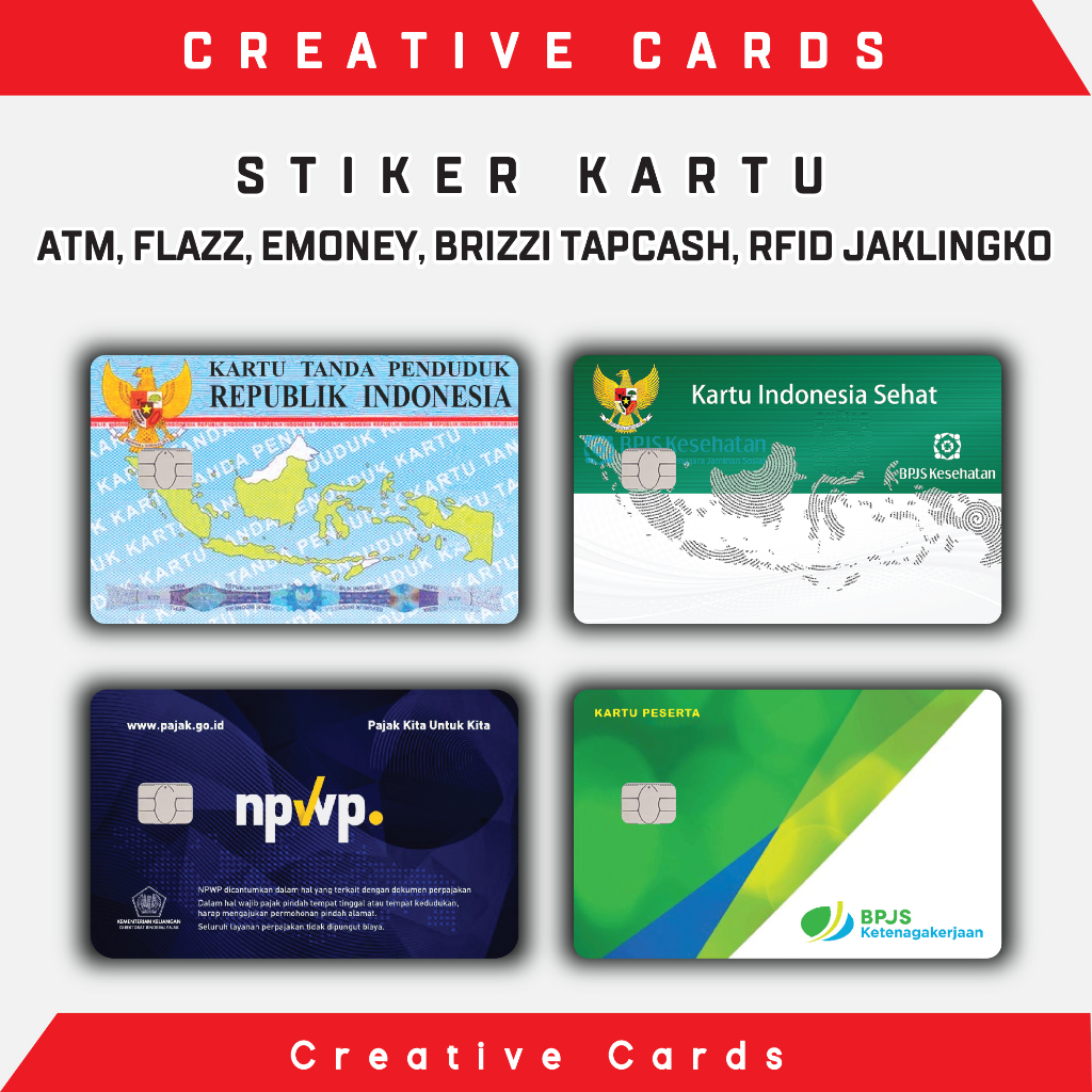 Atm Card Stickers Skin Card KTP, KIS, BPJS Vinyl + Laminating Glossy ...