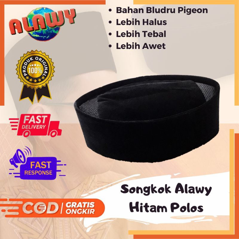 Peci Songkok Alawy Plain Black Normal AC Susun Pesantren Pupils ...