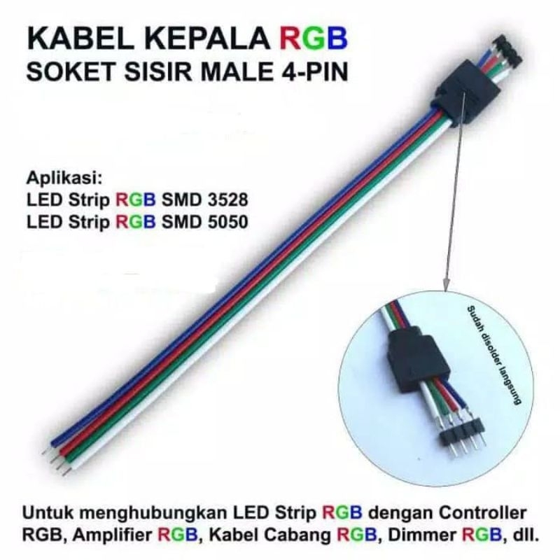 Rgb Connect Cable Socket + PIN 4 SMD 5050 Led Strip COMB | Shopee ...