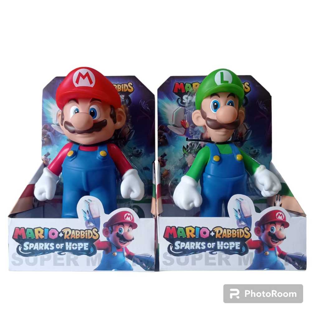 Super MARIO Action Figure + RABBIDS SPARKS OF HOPE 23 cm | Shopee ...