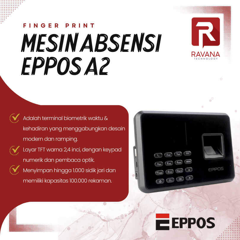 MESIN Eppos A2 Fingerprint Finger Print Attendance Machine | Shopee ...