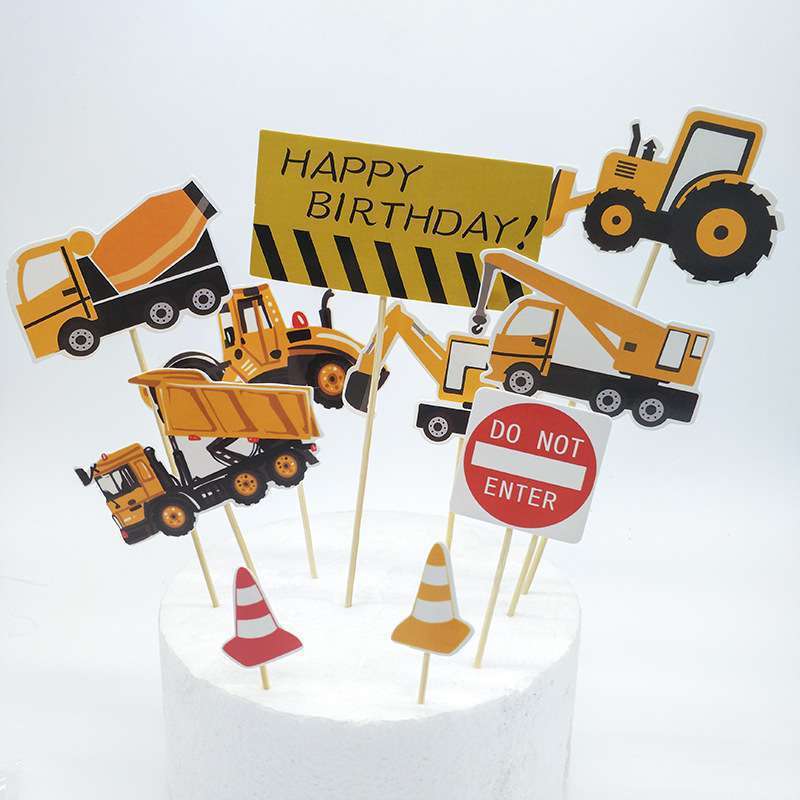 Cake TOPPER CAKE DECORATIONS BIRTHDAY PARTY CONSTRUCTION EXCAVATOR ...