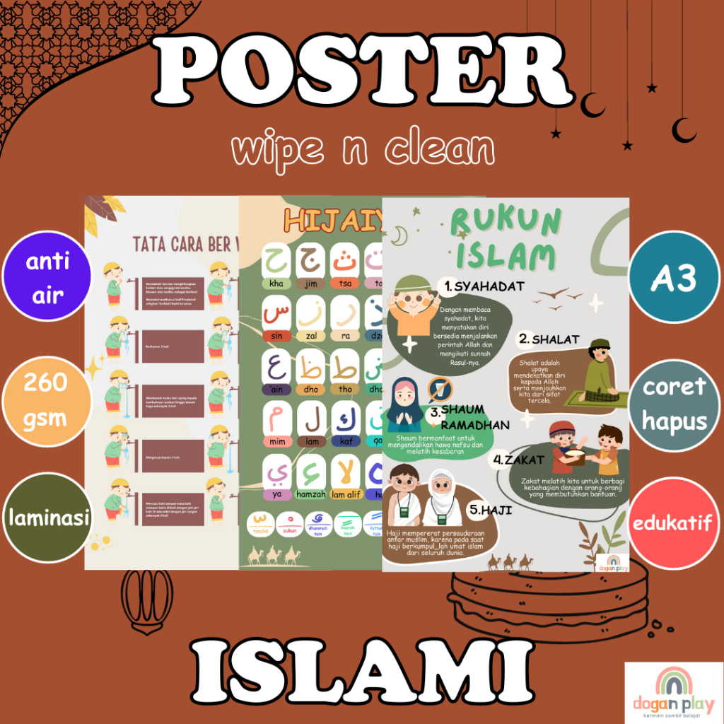 Wipe And Clean Poster For Islamic Education For Kindergarten Elementary ...