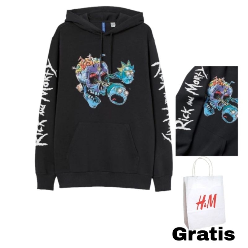 Hoodie H&m UNISEX RICK AND MORTY BLACK Full teg, label hnm Free ...