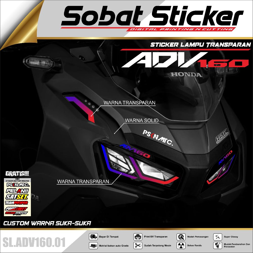 ADV 160 Lamp Sticker / Transparent UV Eyebrow Lamp Variation for Honda ...