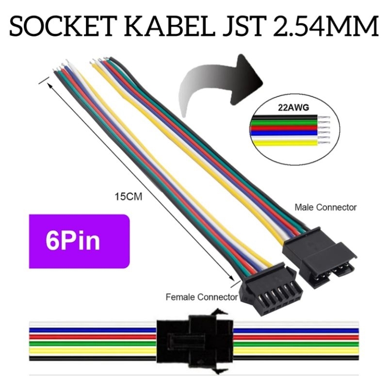 Jst Cable Socket 5pin 2.54mm Clip Connector SM5 EL Connector Plug ...