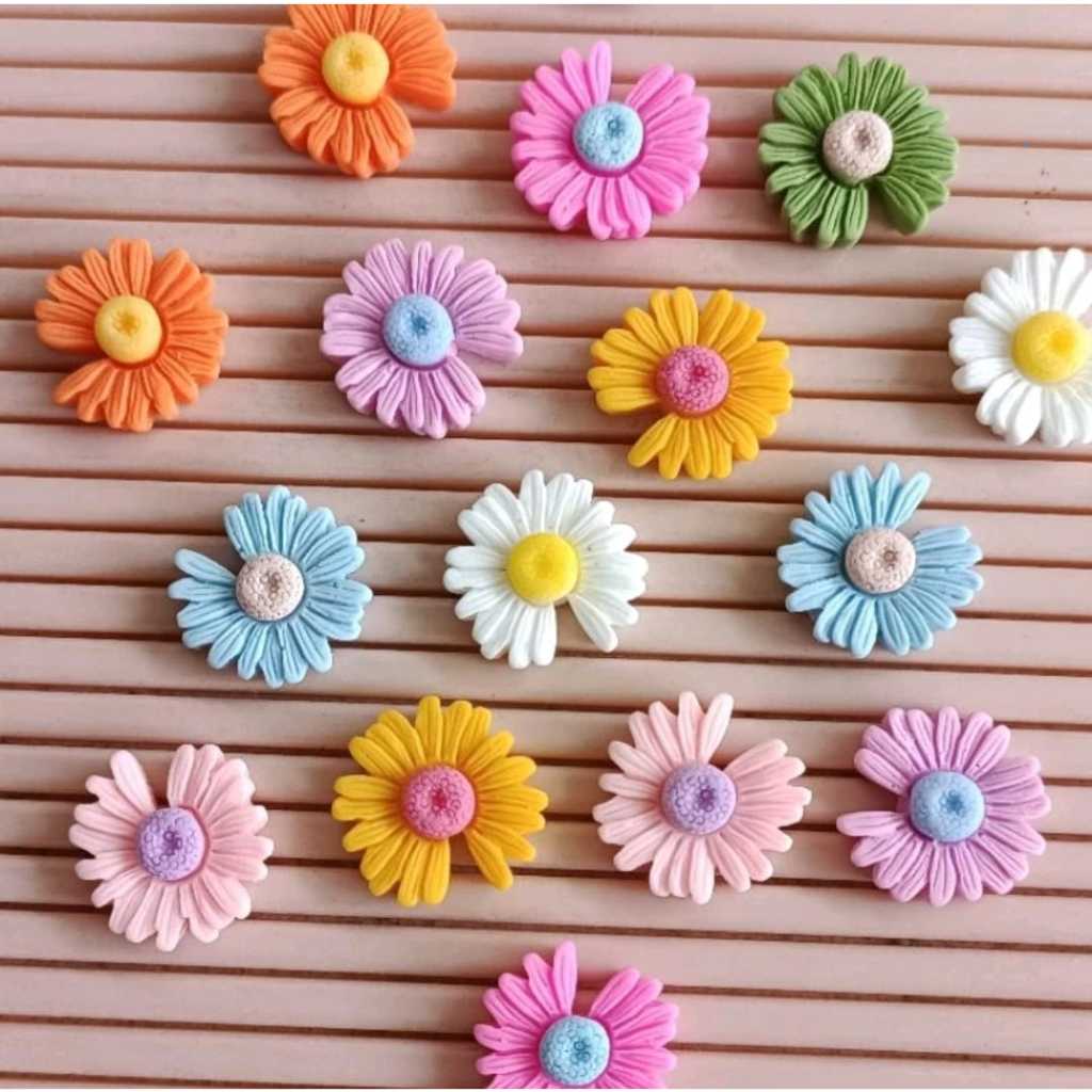 Clay Resin Flower Cake Topper Set Dahlia Jasmine Lotus Flower Topper ...