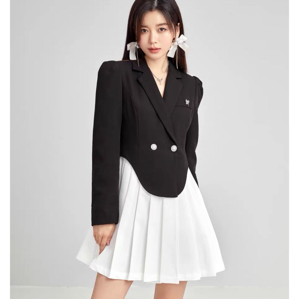Color combi jacket dress 9638 / Women's dress / Korean dress / latest ...