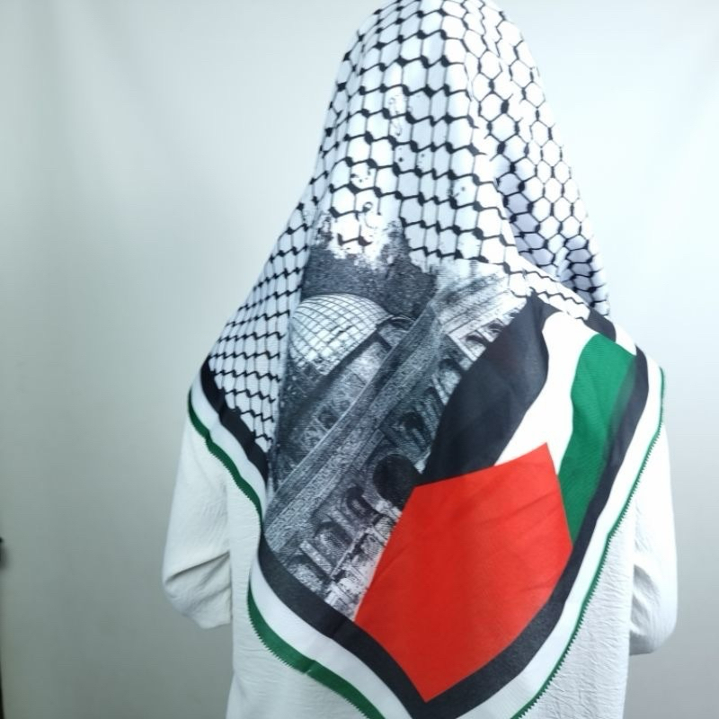 Hijab rectangular headscarf with Palestinian motif / Palestinian hijab ...