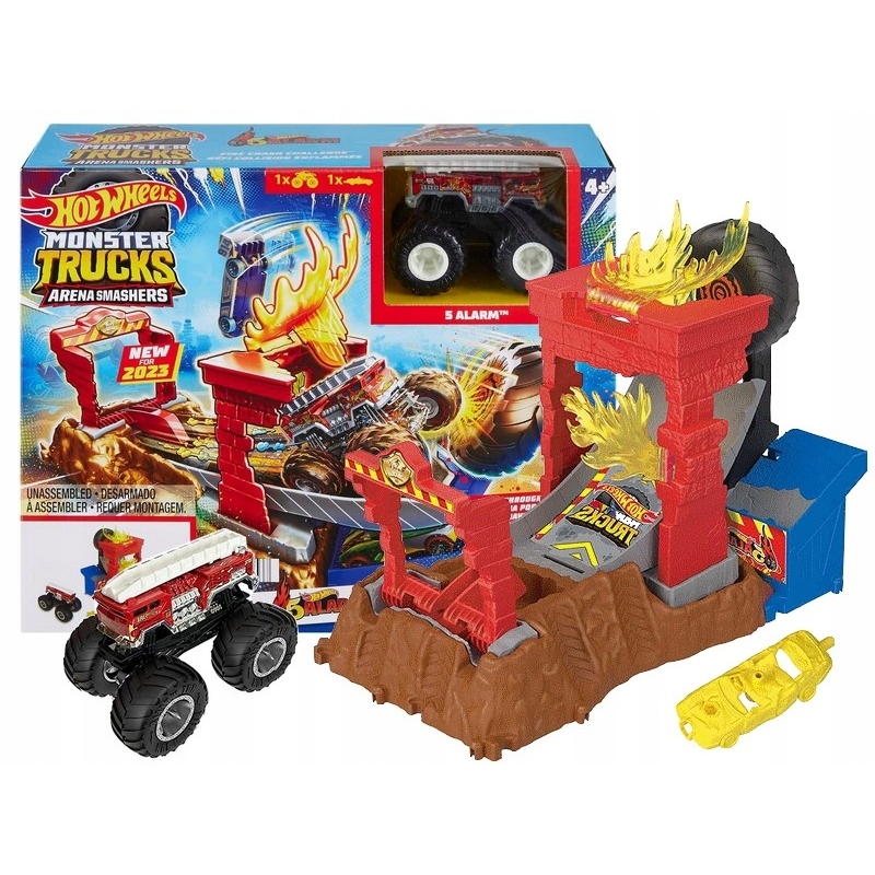 Beyba Hot Wheels Monster Trucks Arena 5 ORIGINAL Fire Crash Challenge ...