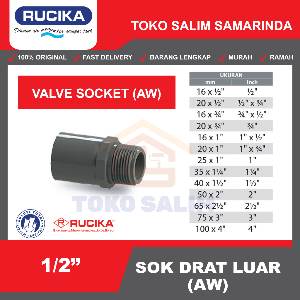 Outer Thread Socket / Valve Socket 1/2" AW JIS Rucika | Shopee Philippines