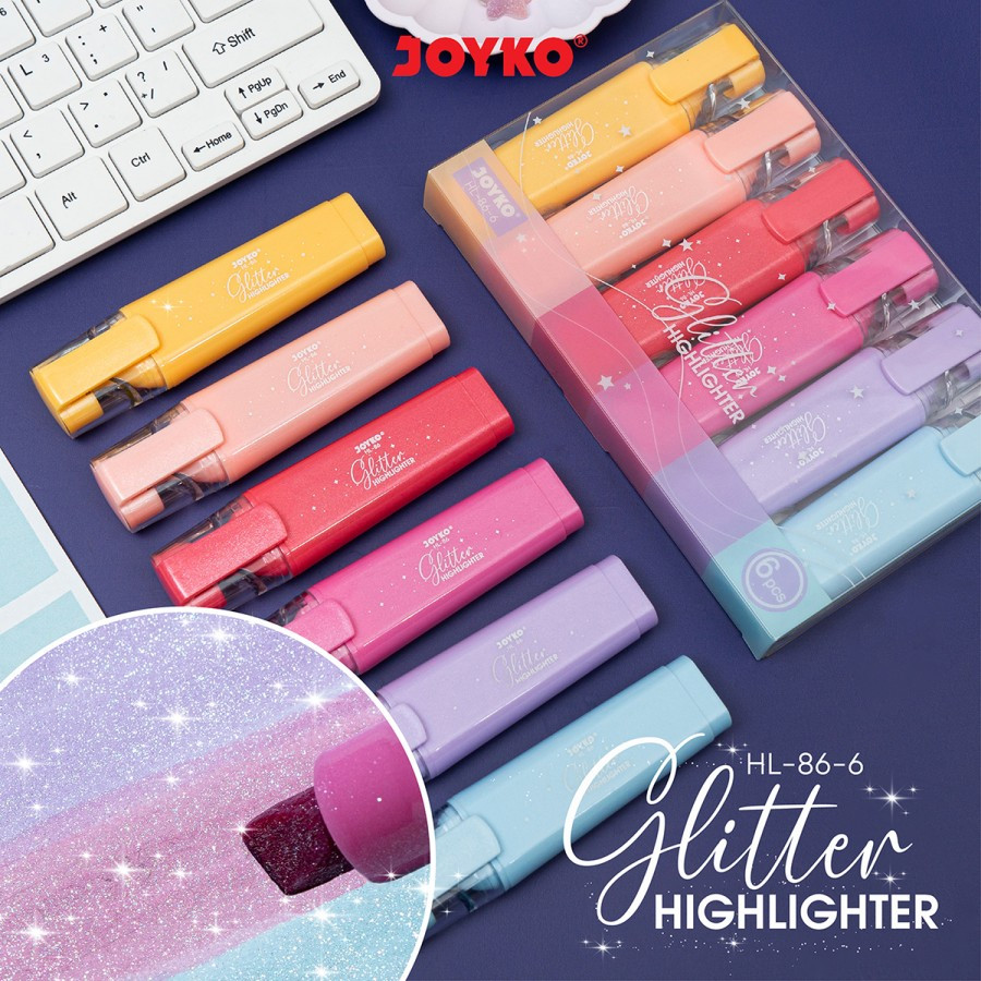 JOYKO GLITTER Highlighter HL86-6 GLITTER COLORS contains 6 colors/Note ...