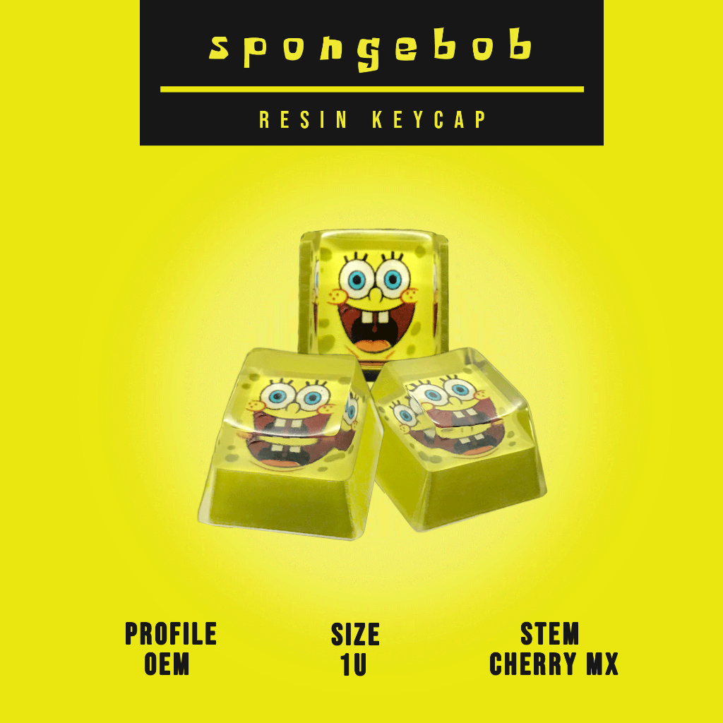 Spongebob Squarepant Artisan Resin Keycap OEM profile For Cherry MX ...