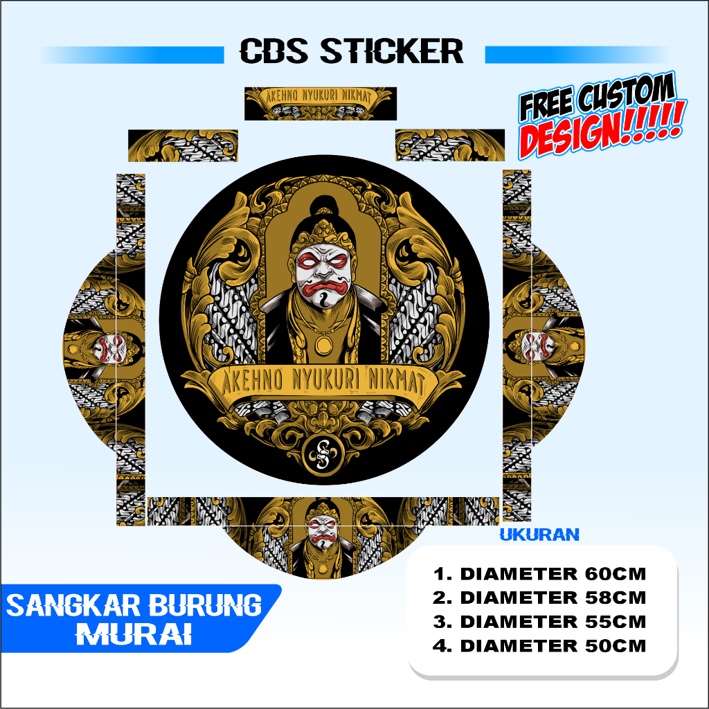 Punakawan Magpie Cage Sticker Semar Petruk Gareng Bagong Decal Tebok ...