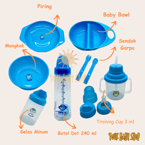 YBS Hampers Feeding Set Ninio 8in1 Baby MPASI Eating Utensils Gift ...