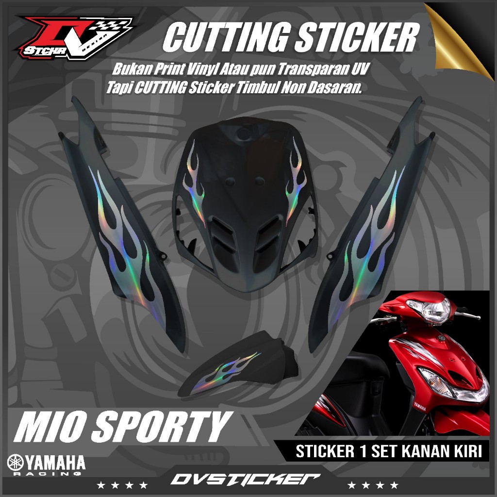 Mio Sporty Smile Cutting Sticker with Flame Motif-Cutting Mio Embossed ...